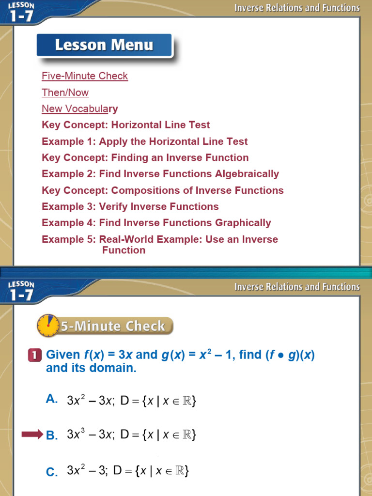 Understanding Inverse Functions and Tests | PDF | Function (Mathematics ...