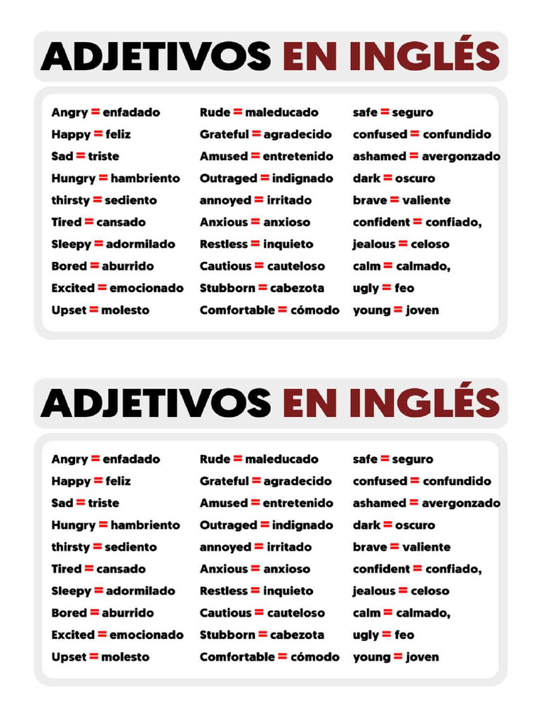 Lista de Adjetivos | PDF
