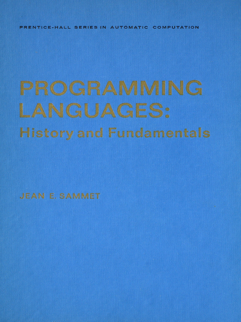 Sammet - Programming Languages - History and Fundamentals | Download ...