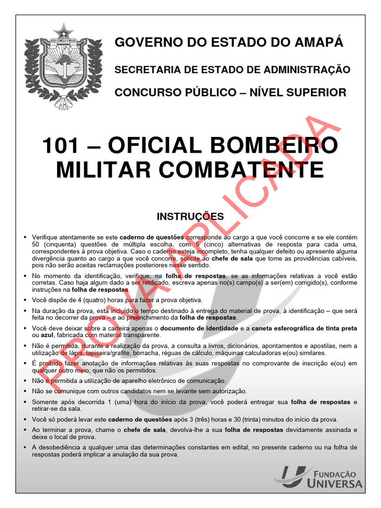 Prova de Oficial Bombeiro - Macapa | PDF