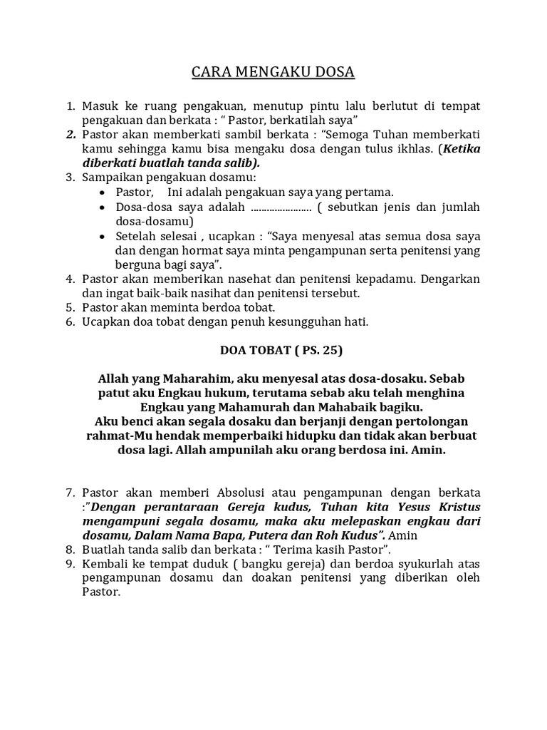 Cara Mengaku Dosa | PDF