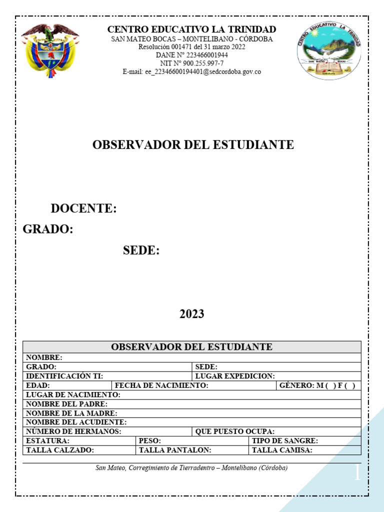 Observador Del Estudiante 2023 | PDF