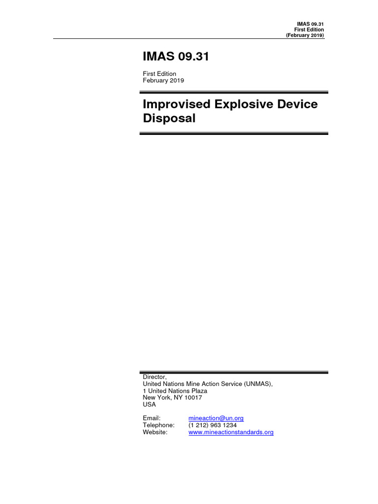 IMAS 09.31 Ed.1 | PDF | Bomb Disposal | Improvised Explosive Device