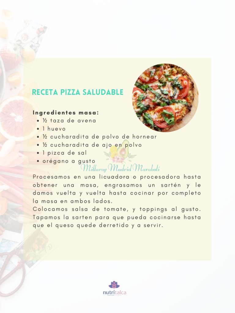 Receta Pizza Saludable | PDF