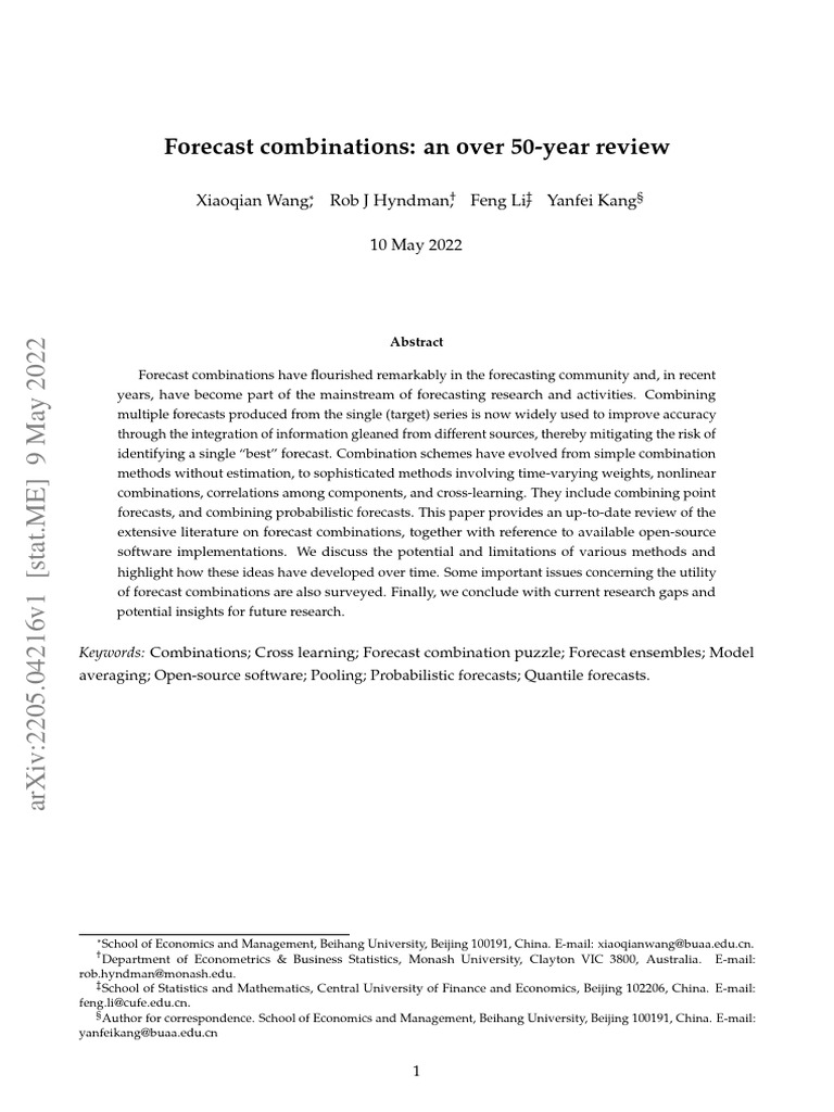 50y Of Forecasting Combinations Pdf Ordinary Least Squares