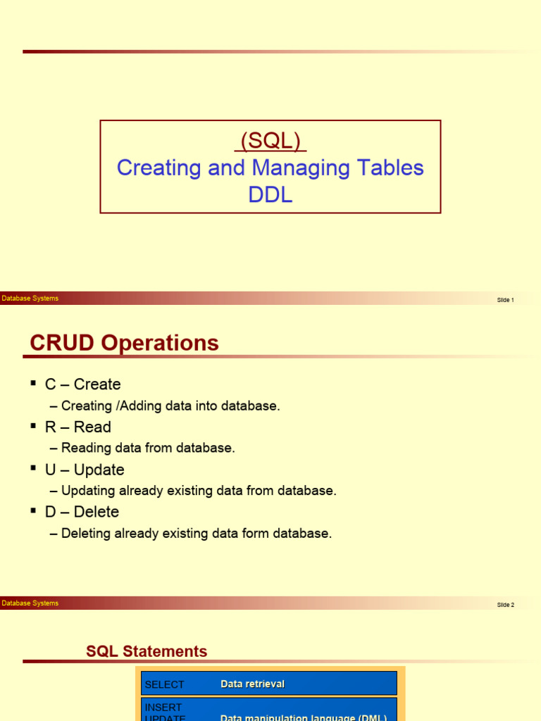 SQL 9 Table Creation | PDF