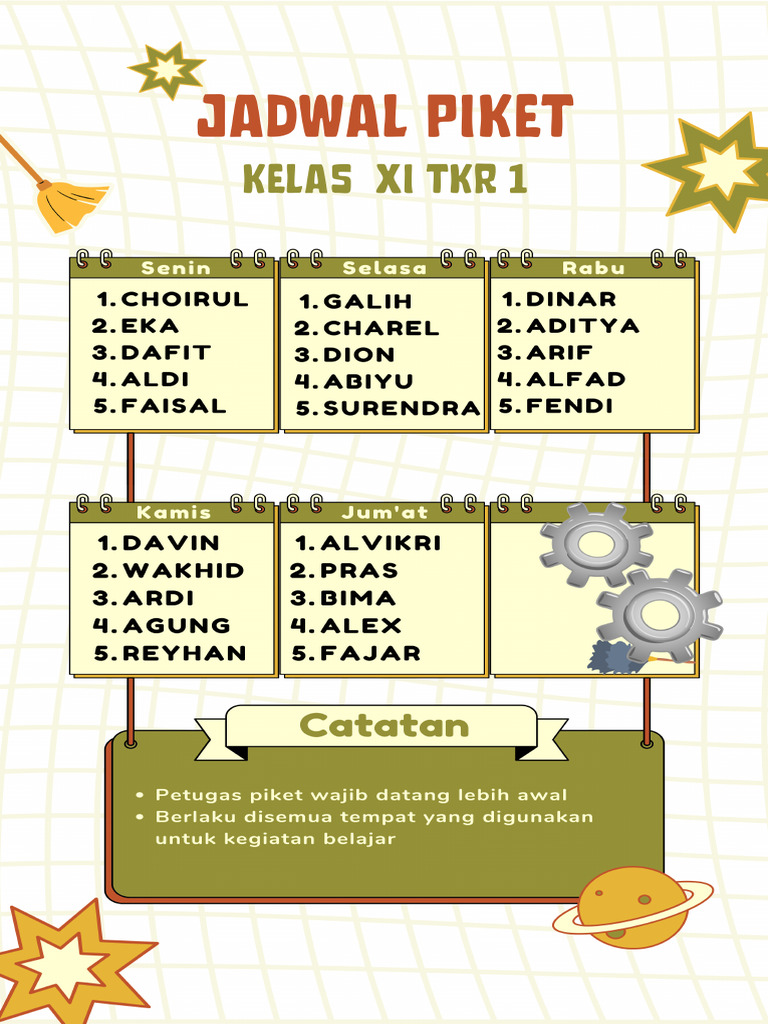 Jadwal Piket XI TKR 1 | PDF