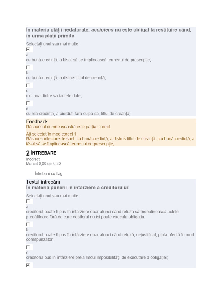 Grile Obligatii 1 | PDF