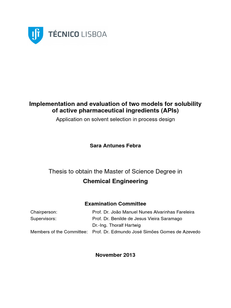 Solubility Models for API Process Design | PDF | Science & Mathematics ...