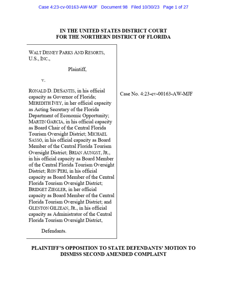 Disney's Legal Battle Against DeSantis | PDF | Standing (Law) | Lawsuit
