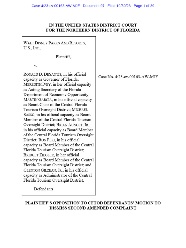 Plaintiff's Opposition To Cftod Defendants' Motion To Dismiss Second ... Plaintiff's Opposition To Cftod Defendants' Motion To Dismiss Second ...
