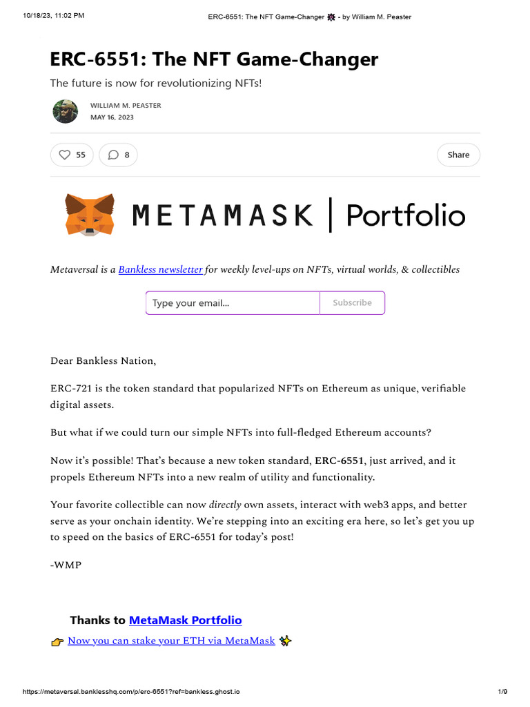 ERC-6551 - The NFT Game-Changer ? - by William M. Peaster | PDF | Distributed Computing ...