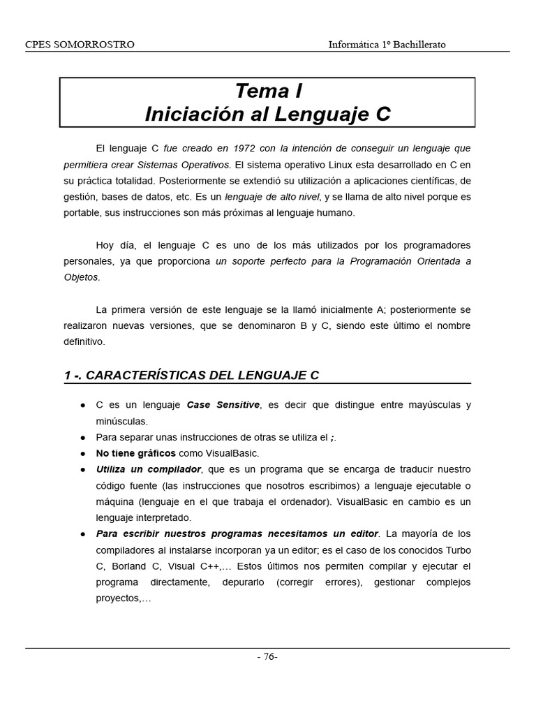 Lenguaje C | PDF | Lenguaje de programación | Programa de computadora