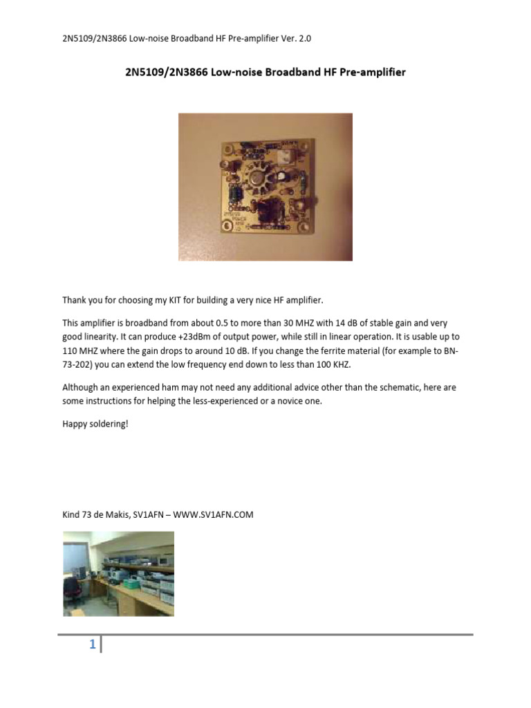 SV1AFN 2N5109 Amp | PDF