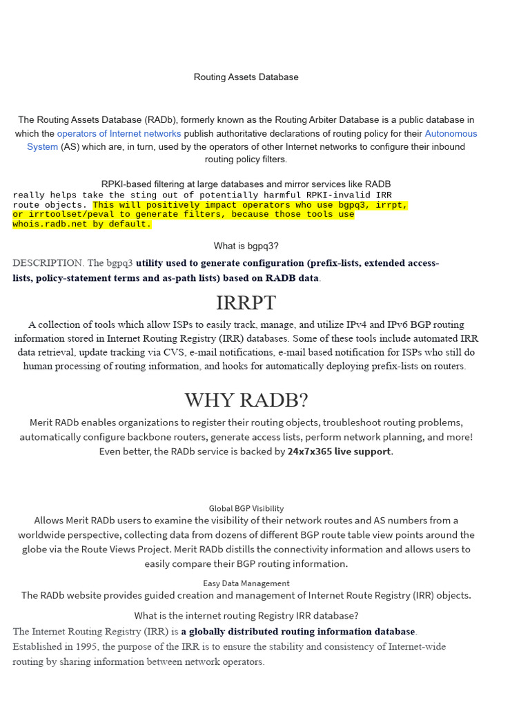 RADB | Download Free PDF | Routing | Internet