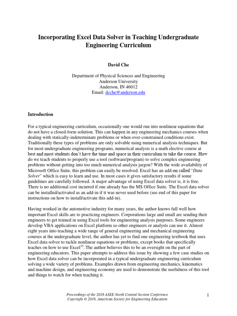2016 ASEE NCS Paper 34 | PDF | Engineering | Microsoft Excel