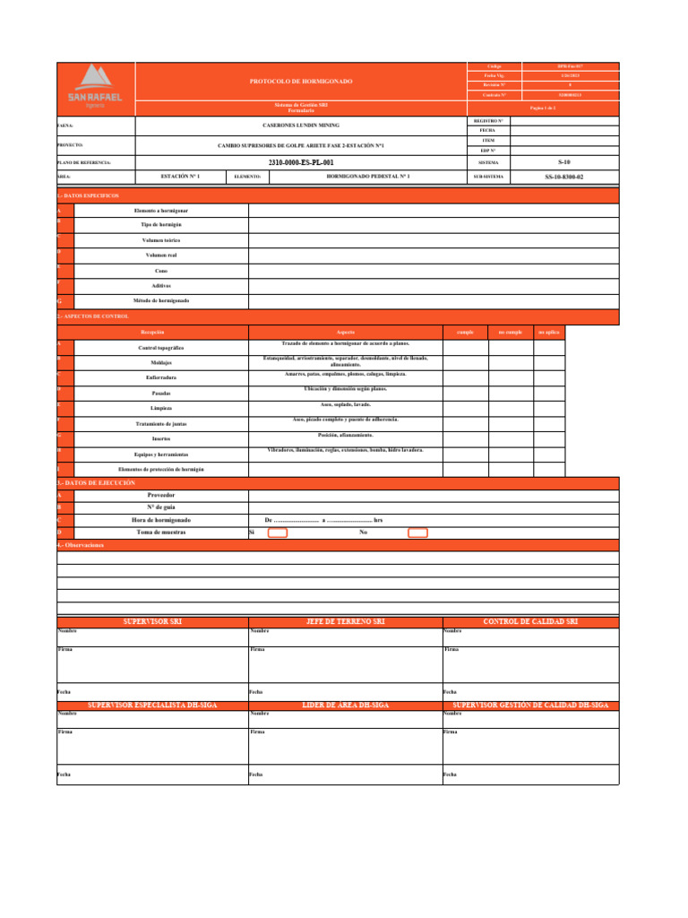 DPR-Fm-017 Protocolo de Hormigonado Rev.00 26-01-2023 | PDF | Informática