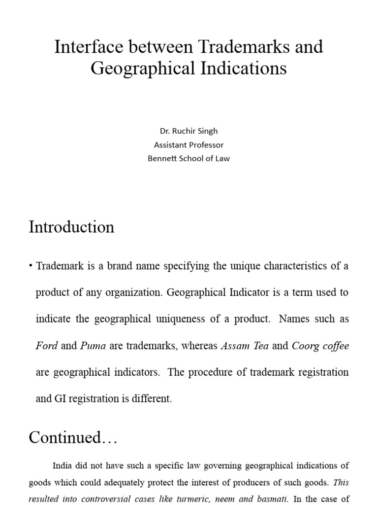 Interface Between Trademarks and Geographical Indications | PDF ...