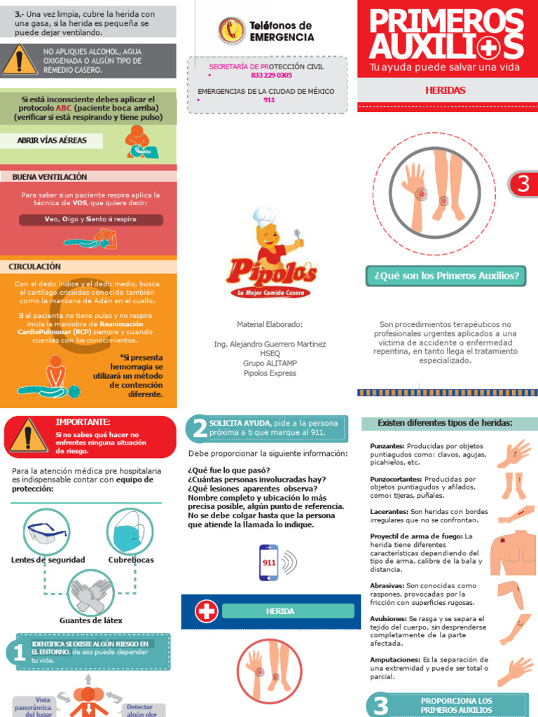 Triptico Primeros Auxilios | Descargar gratis PDF | Reanimación cardiopulmonar | Primeros auxilios