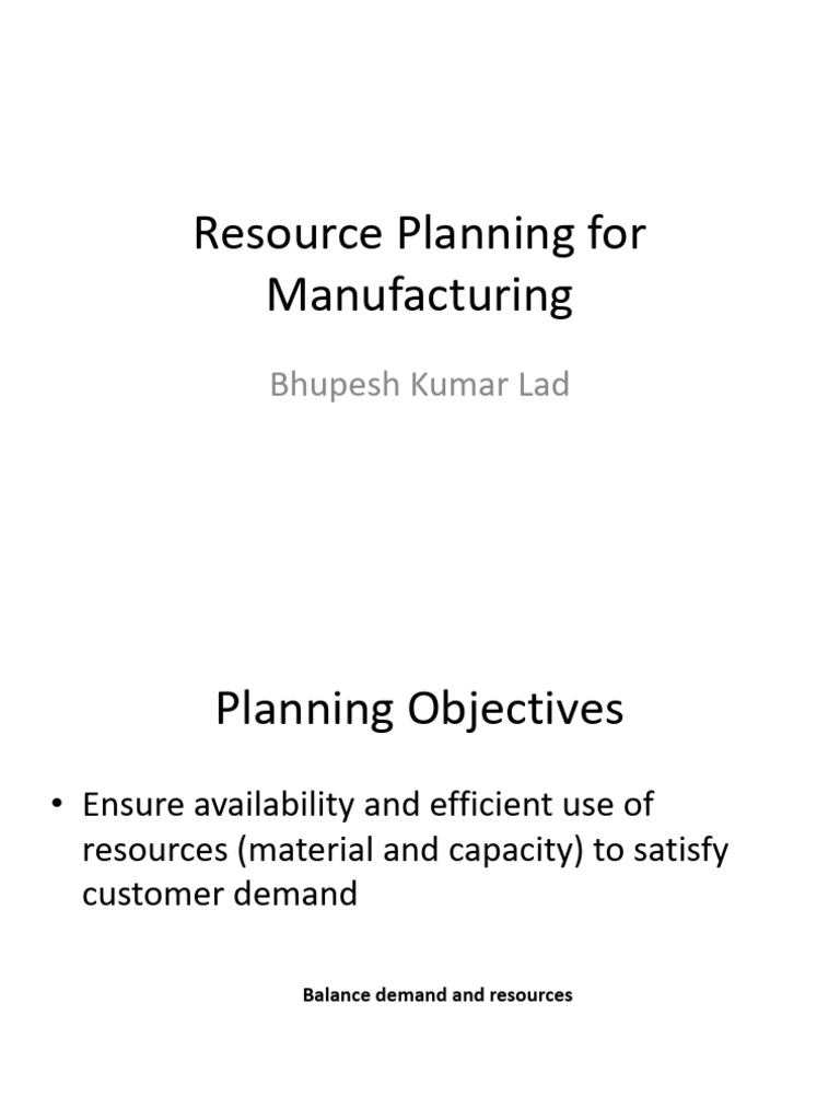 Resource Planning For Manufacturing (Forecasting) | PDF | Forecasting ...
