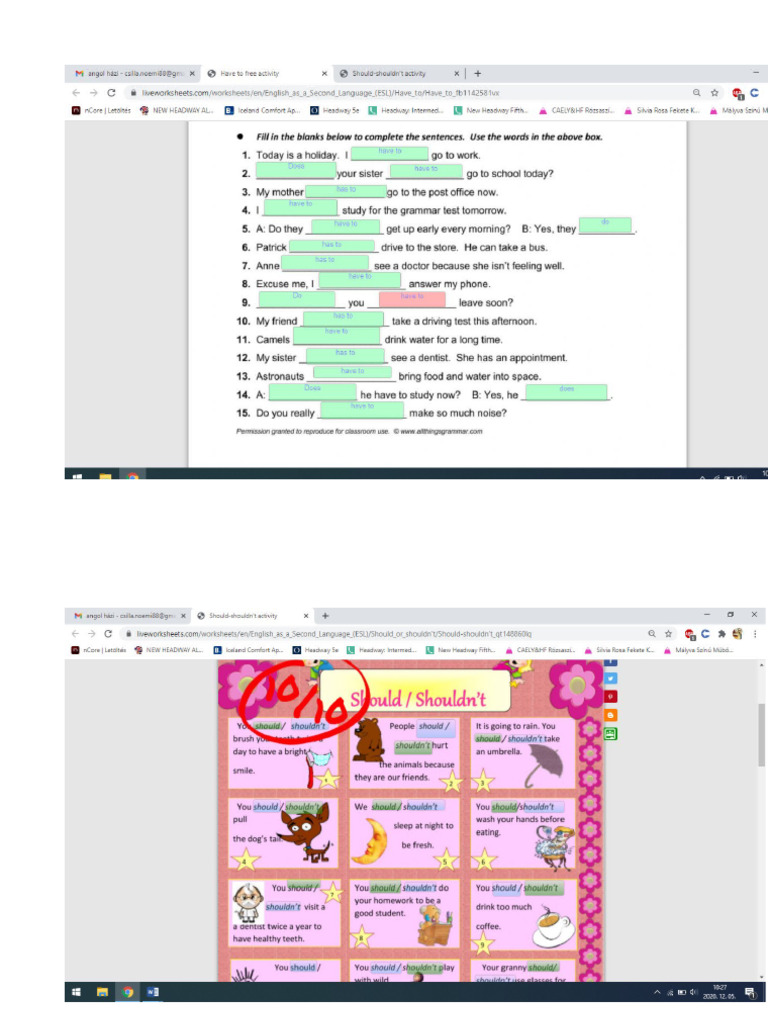 Have To, Shouldn't Megoldások | PDF