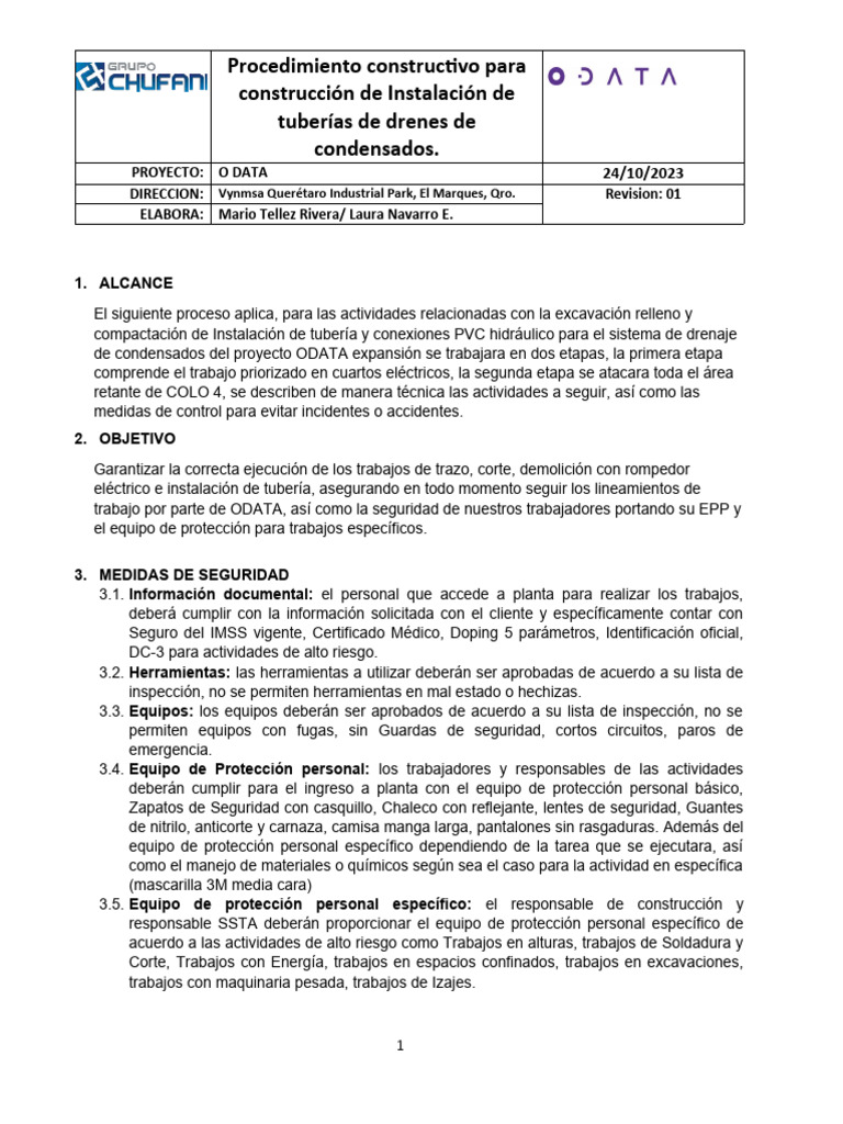 Procedimiento Colocacion de Coladeras ODATA Revisado - 092243 | PDF