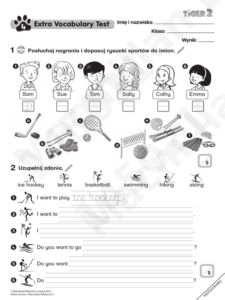 Tiger 2 Unit 4 Extra Vocabulary Test | PDF