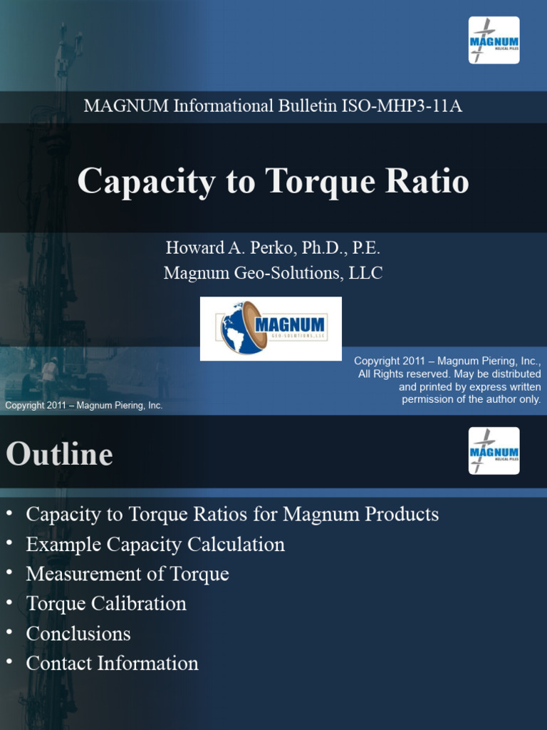 Capacity To Torque Ratio | PDF