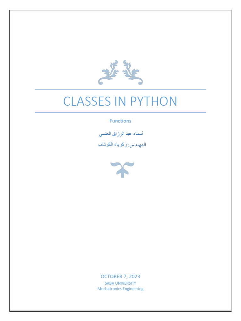 Python Class Functions Hw Pdf 4643