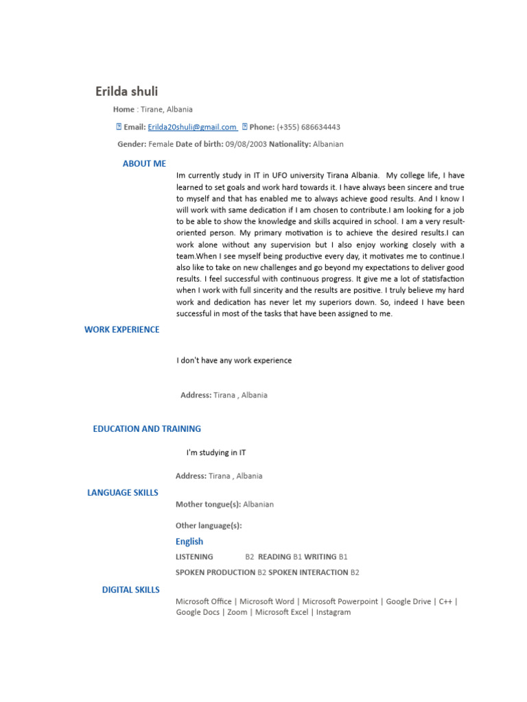 CV Era 1 | PDF | Communication | Cognitive Science