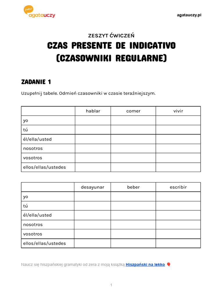 Zadania Czas Terazniejszy Regularne | PDF