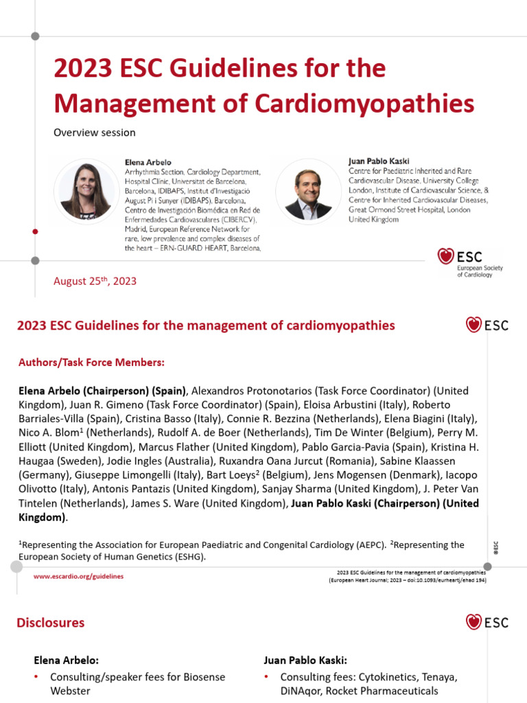 2023 ESC Guidelines For The Management of Cardiomyopathies: Overview ...