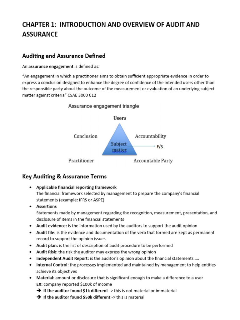 Chapter 1-Class Note | Download Free PDF | Auditor's Report | Financial Audit