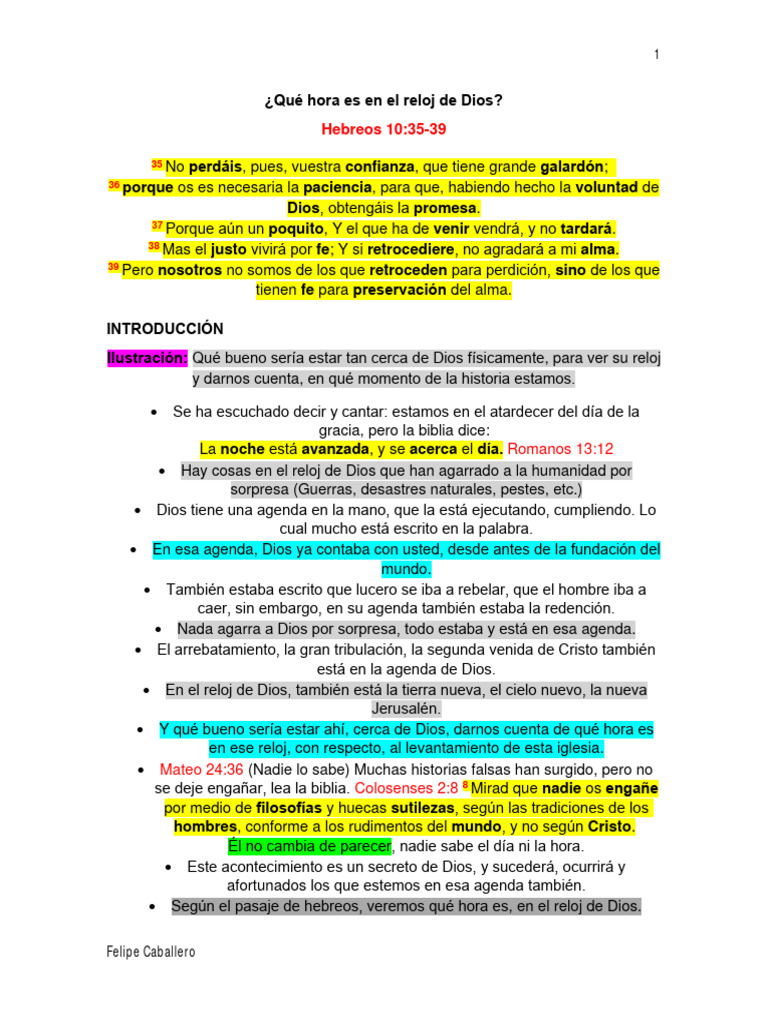 Qué Hora Es en El Reloj de Dios. | PDF