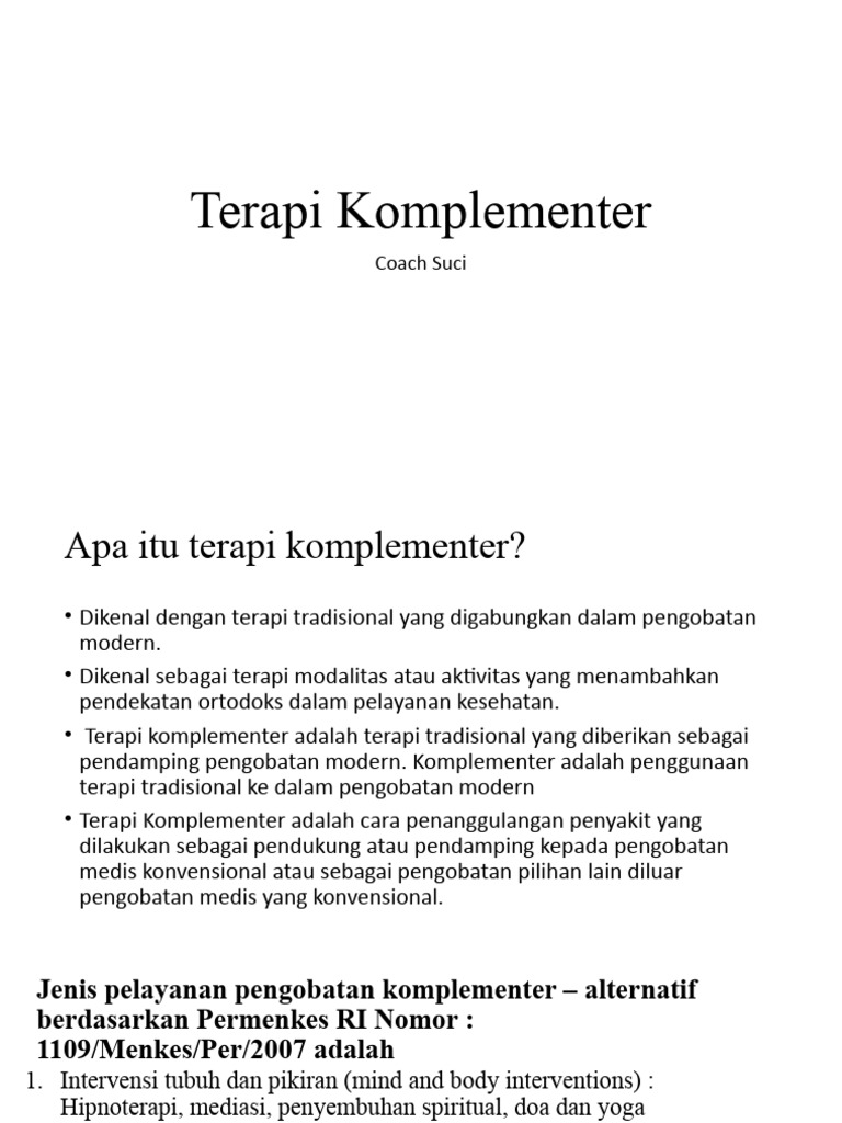 Terapi Komplementer | PDF | Kesehatan Holistik