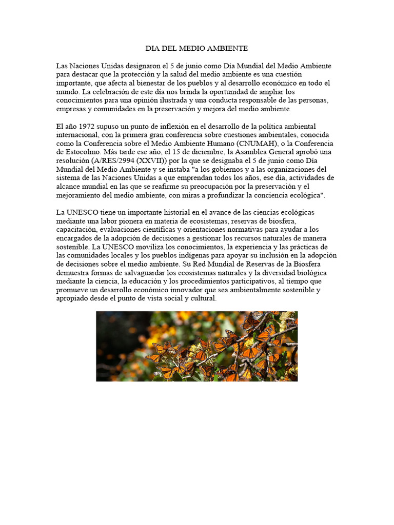 Día del Medio Ambiente para Niños | PDF