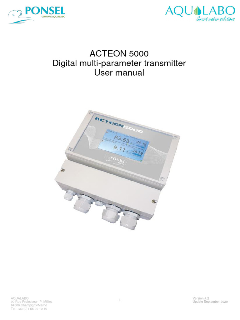 User Manual Transmitter Digital Physicochemistry ACTEON 5000 | Download ...