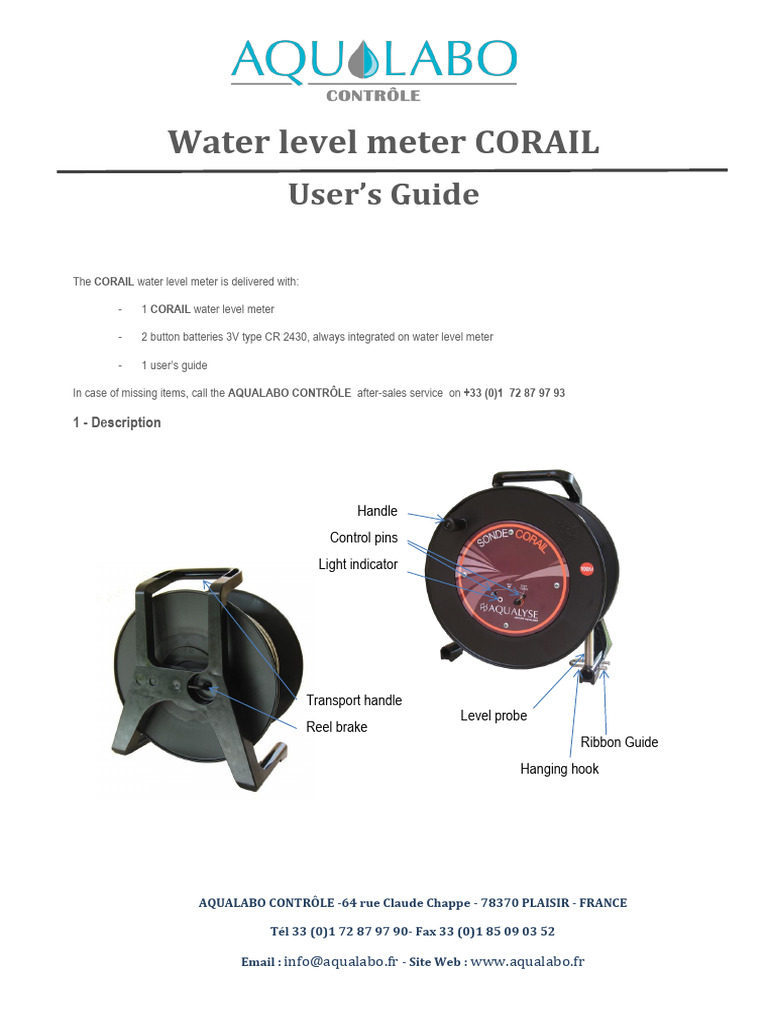 User Manual Water Level Meter Acoustic - Luminous Signal CORAIL | PDF ...