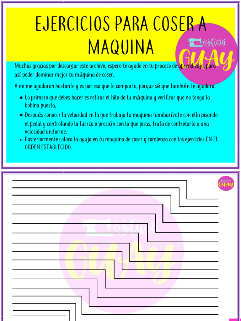 Ejercicios de Costura | PDF