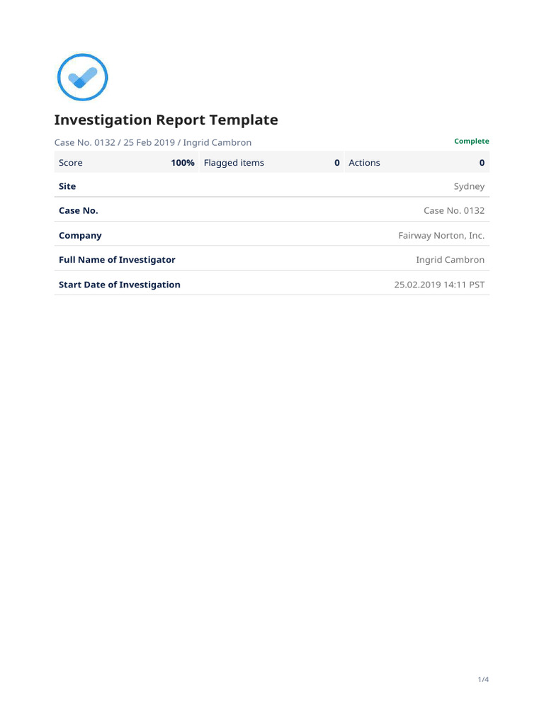 Investigation Report Sample | PDF