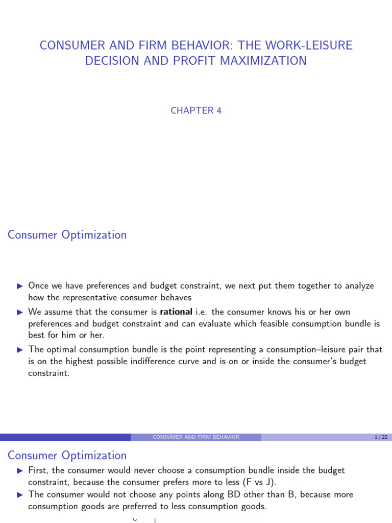 Consumer and Firm Behavior: The Work-Leisure Decision and Profit Maximization | PDF | Production ...