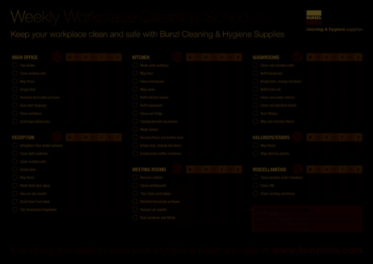 BCHS Workplace Cleaning Schedule | PDF