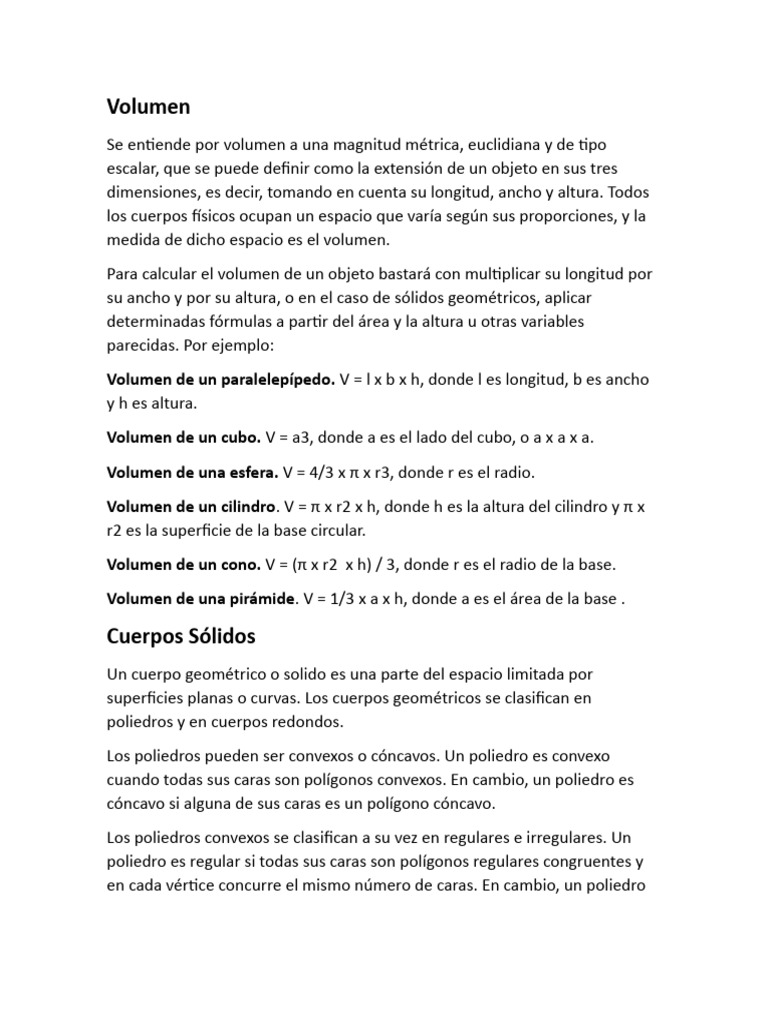 Volumen Definiciones | PDF | Arte