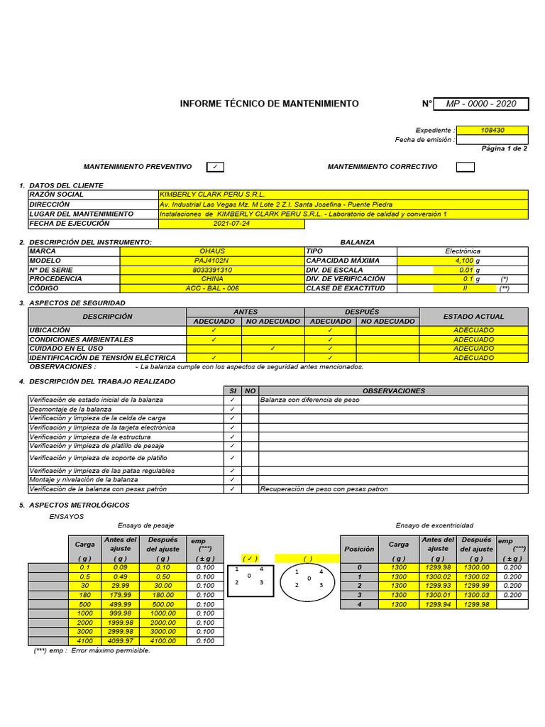 Man Kimberly Clark Balanza de 4100g - Acc - Bal - 006 | PDF | Balanza | Science