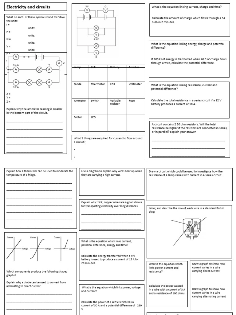 CP9 Revision Placement | PDF | Series And Parallel Circuits | Electrical Resistance And Conductance