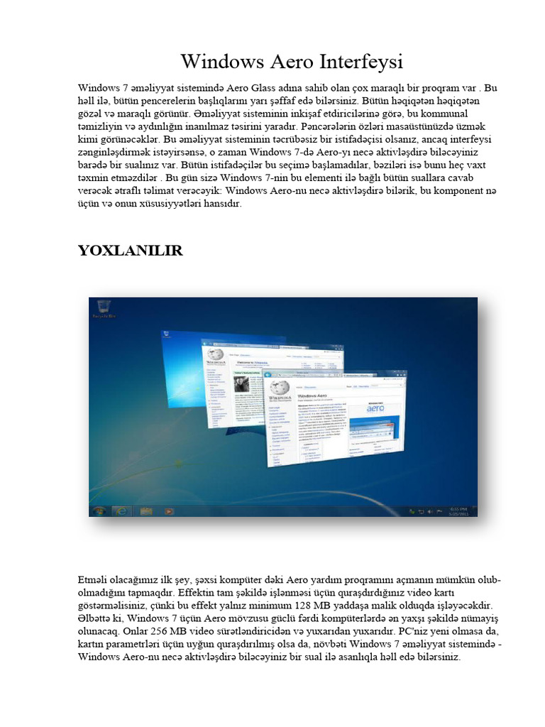 Windows Aero Interfeysi | PDF