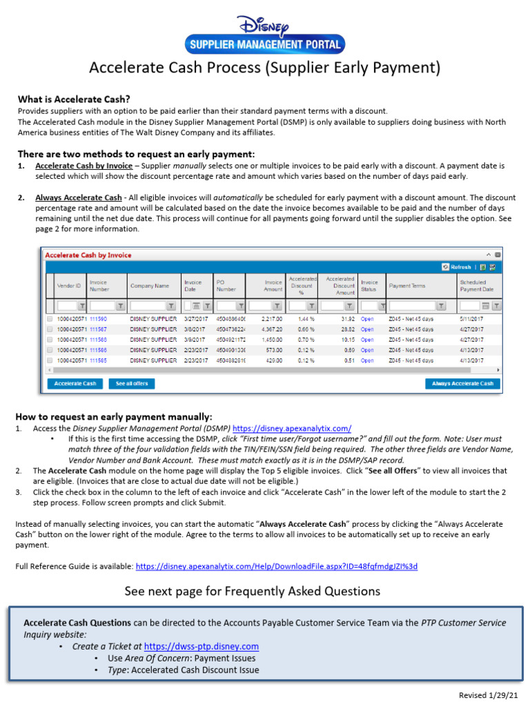 Accelerate Cash Information (Supplier Early Payment) | PDF | Accounts ...