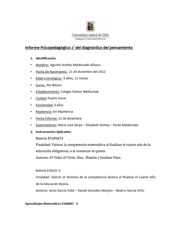 Informe Evamat-Evalec | PDF | Aprendizaje | Comprensión lectora