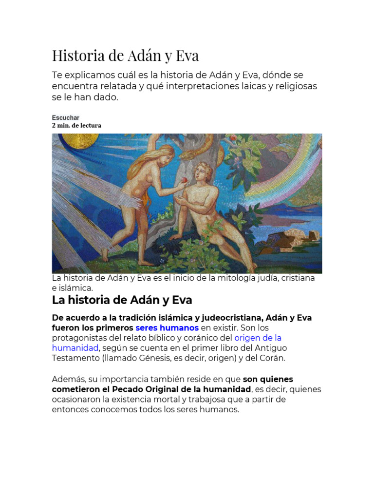 Historia de Adán y Eva | PDF | Adán y Eva | Adán