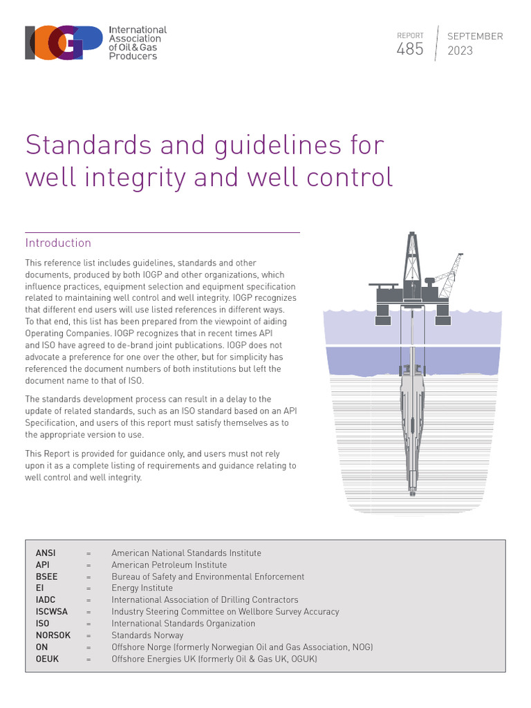 Standards and Guidelines For Well Integrity and Well Control | PDF